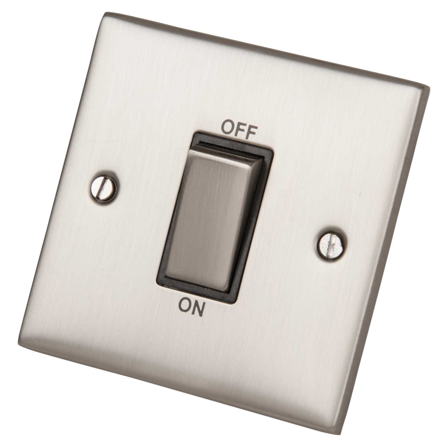 LGA Selectric 5M 45A DP 1 Gang Switch Metal / Black Insert Satin Chrome ...