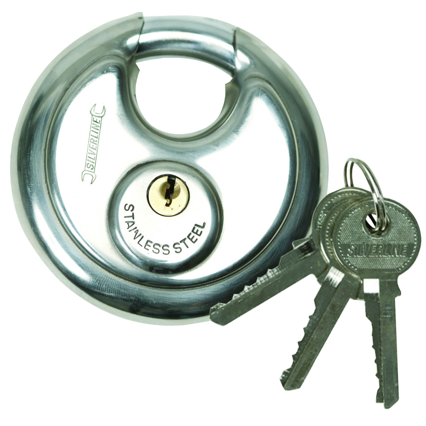 Silverline 70mm Disc Padlock Stainless Steel (292707) | CEF