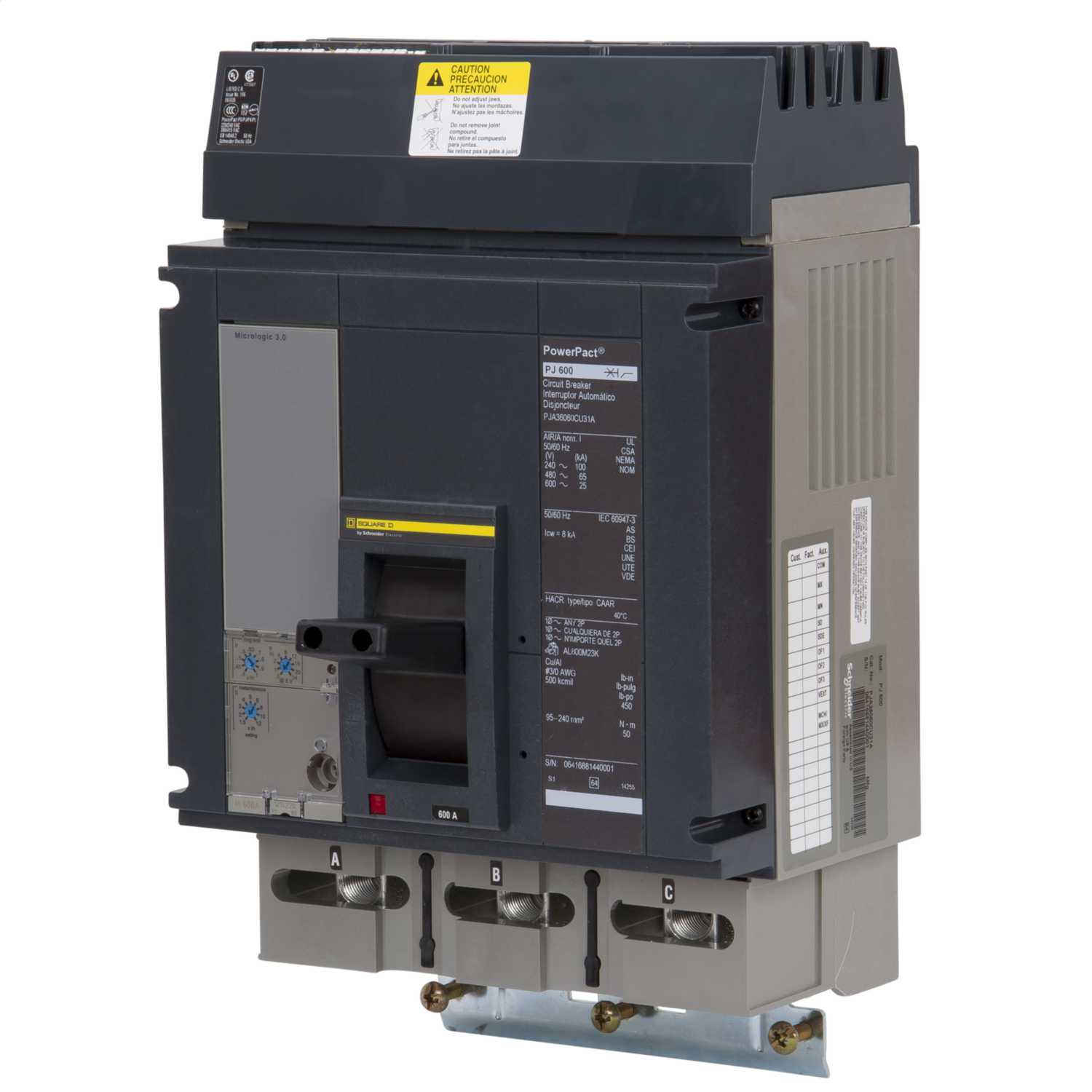 Schneider Square D I-Line 600A Triple Pole 65kA MCCB (PJA36060CU31A) | CEF