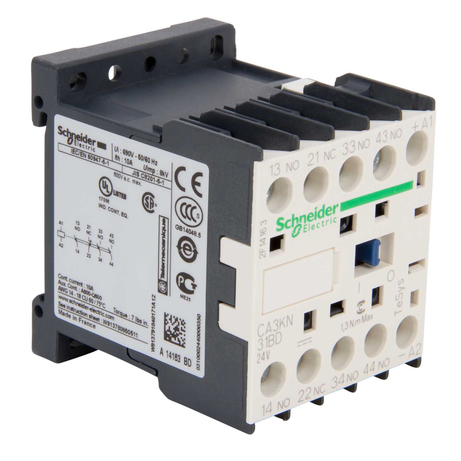 Schneider Telemecanique 24V DC Control Relay 3 NO + 1 NC Contacts ...