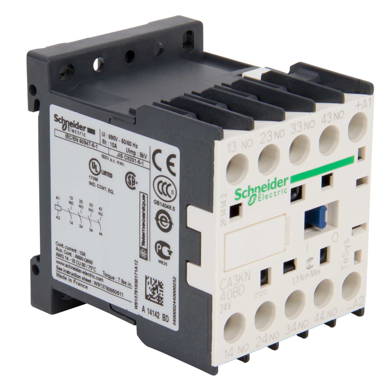 Schneider Telemecanique TeSys K 24V DC Control Relay 4 NO Contacts ...