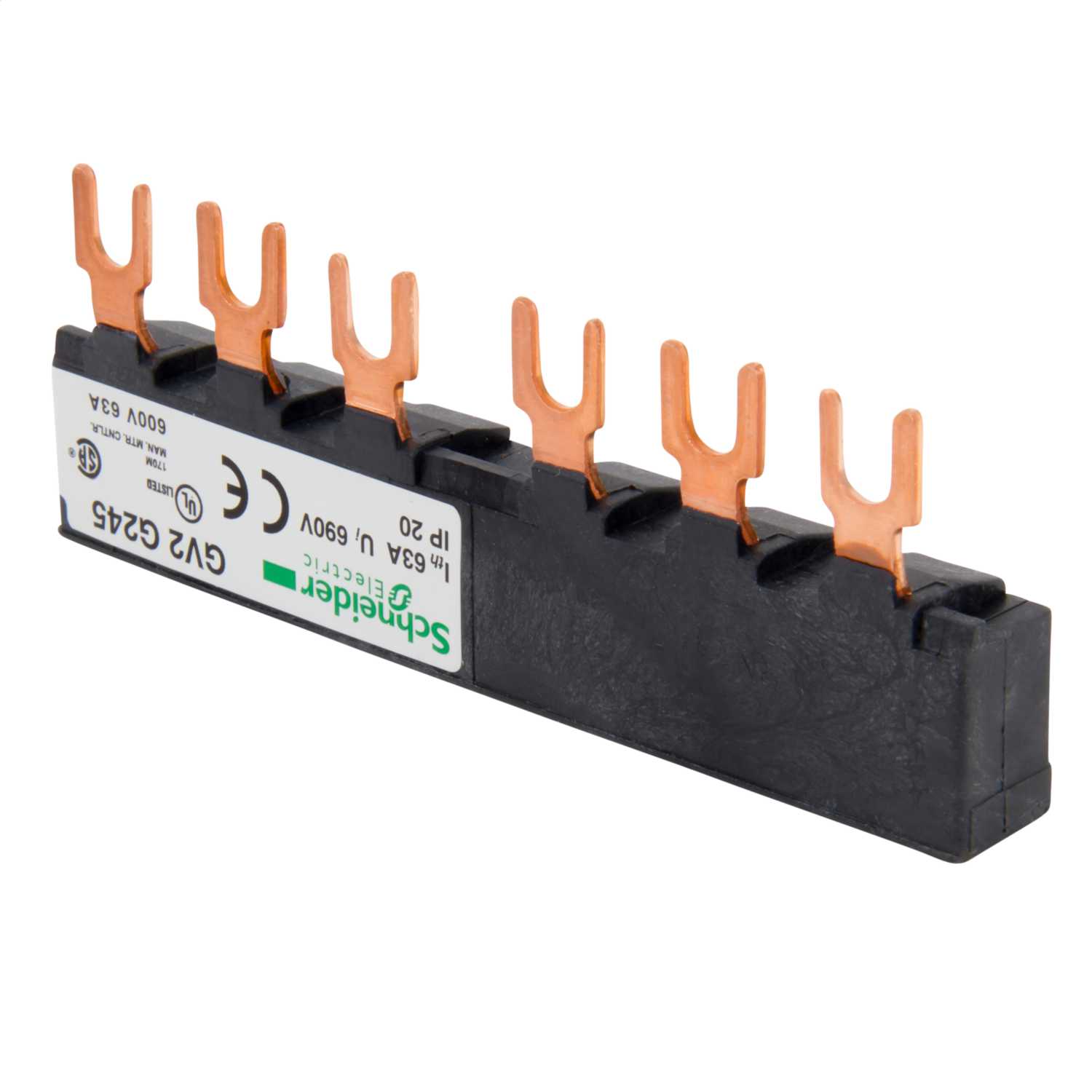 Schneider Telemecanique 63A 3 Pole 2 Tap Off Comb Busbar (GV2G245) | CEF