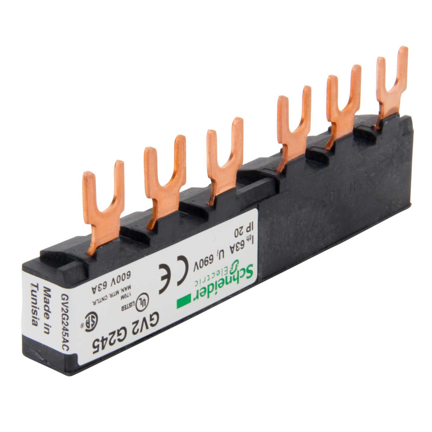 Schneider Telemecanique 63A 3 Pole 2 Tap Off Comb Busbar (GV2G245) | CEF