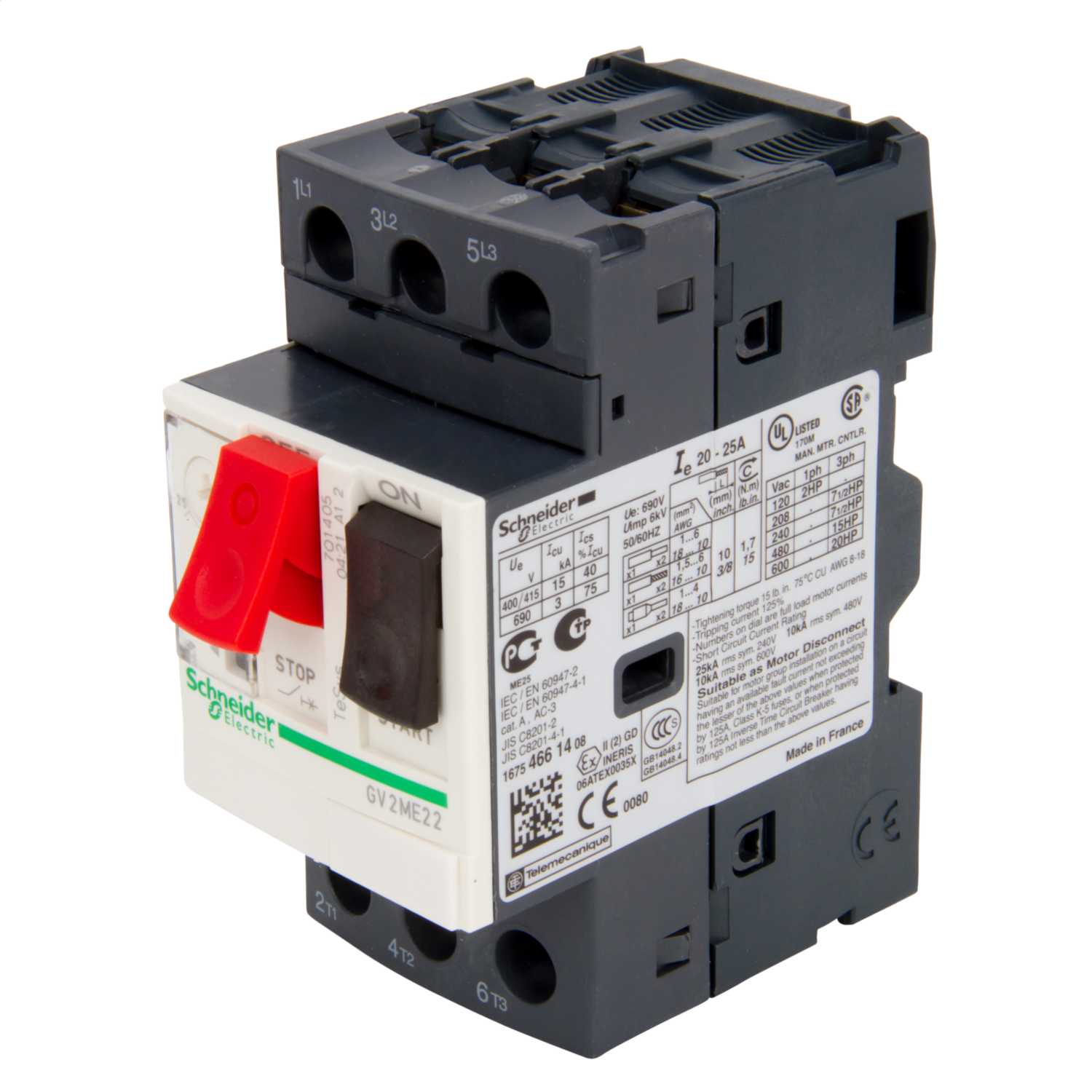 Schneider Telemecanique 20A to 25A 4kA Thermal Magnetic Circuit Breaker ...