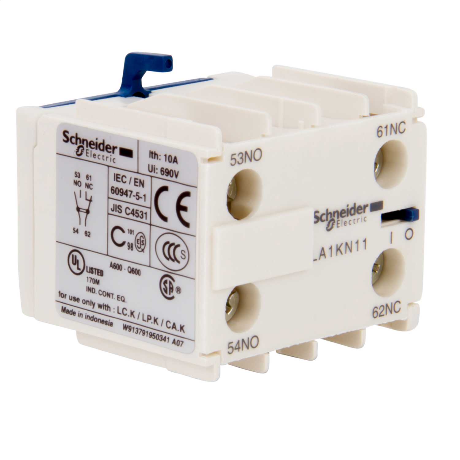 Schneider Telemecanique TeSys K Auxiliary Contact Block 1 NO + 1 NC ...