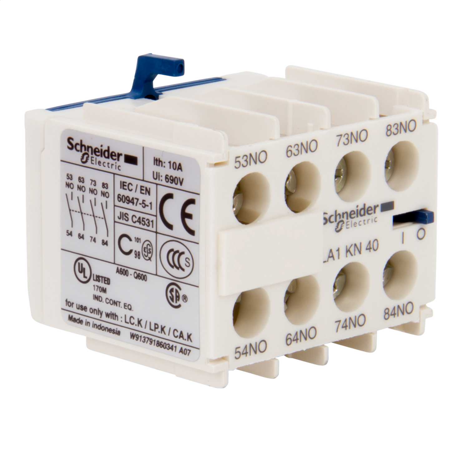 Schneider Telemecanique TeSys K Auxiliary Contact Block 4 NO Contacts ...