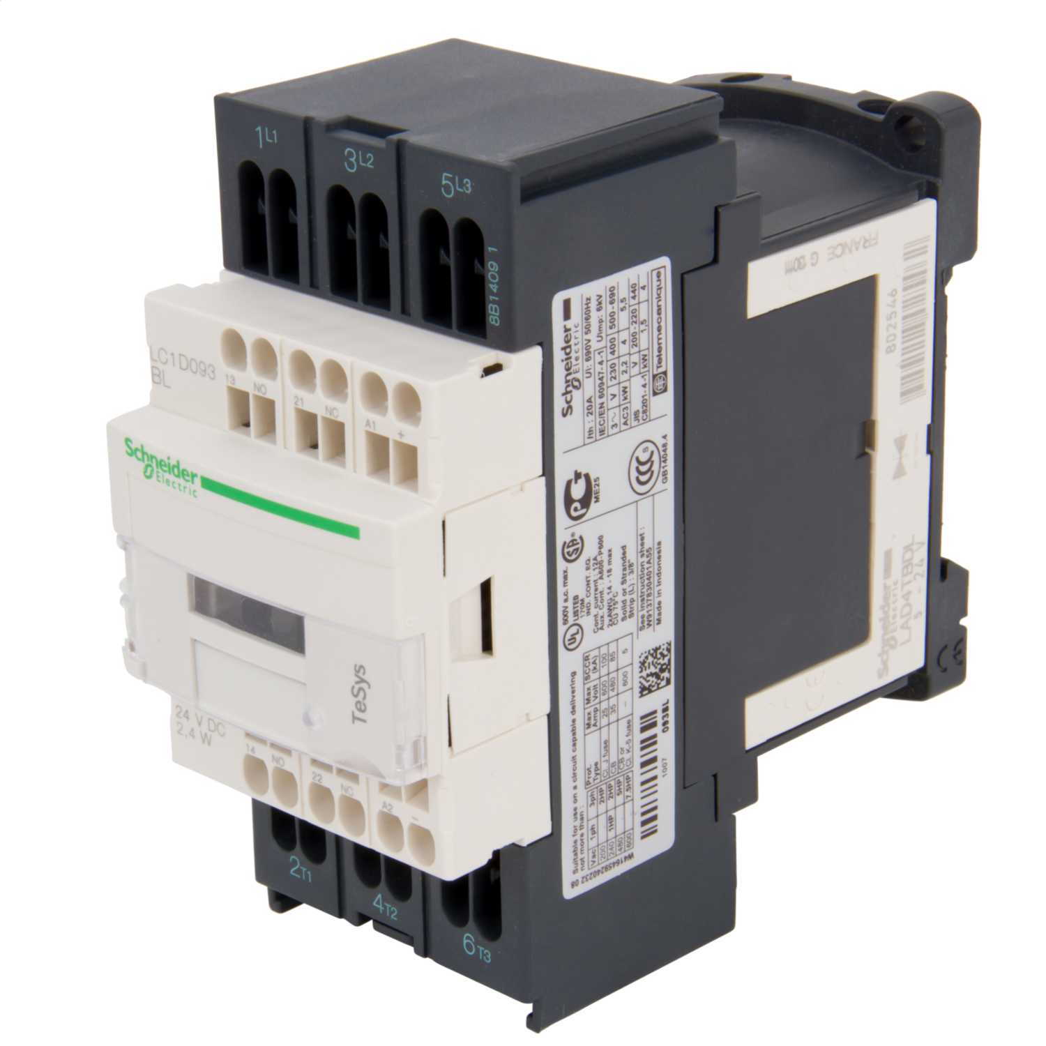 Schneider Telemecanique 9A Contactor 3 Pole 3 NO Contacts 24V DC Coil ...