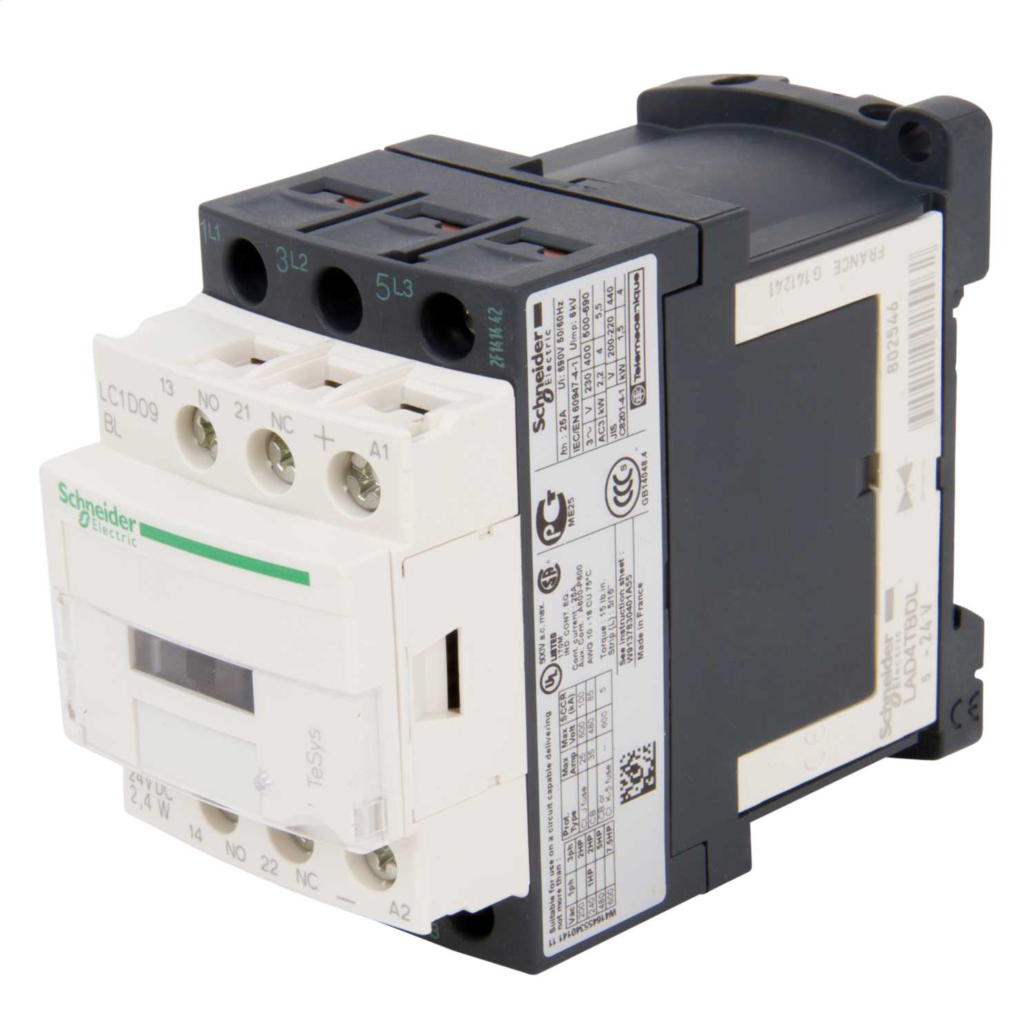 Schneider Telemecanique TeSys D 9A Contactor 3 Pole 3 NO Contacts 24V ...