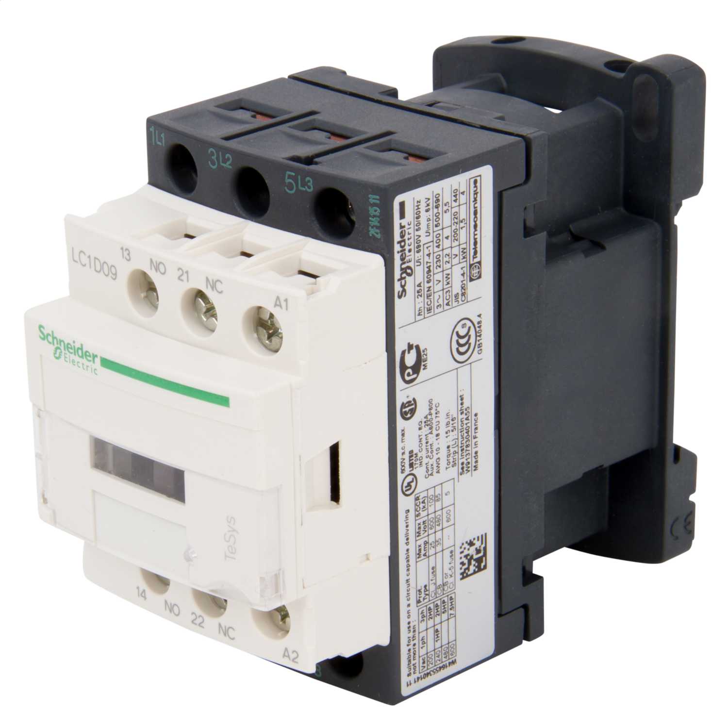 Schneider Telemecanique TeSys D 9A Contactor 3 Pole 1 NO + 1 NC ...