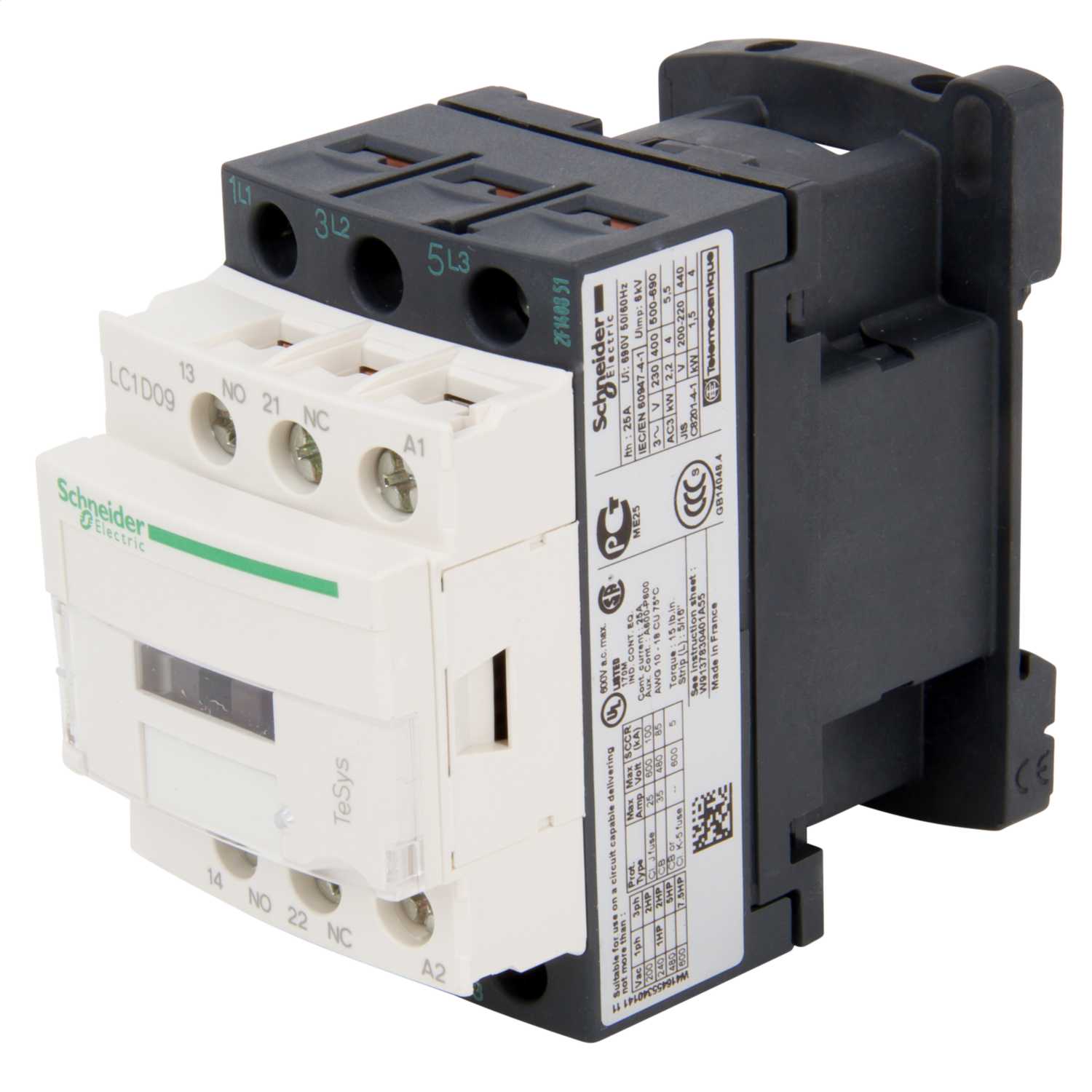 Schneider Telemecanique TeSys D 9A Contactor 3 Pole 3 NO Contacts 1 NO ...