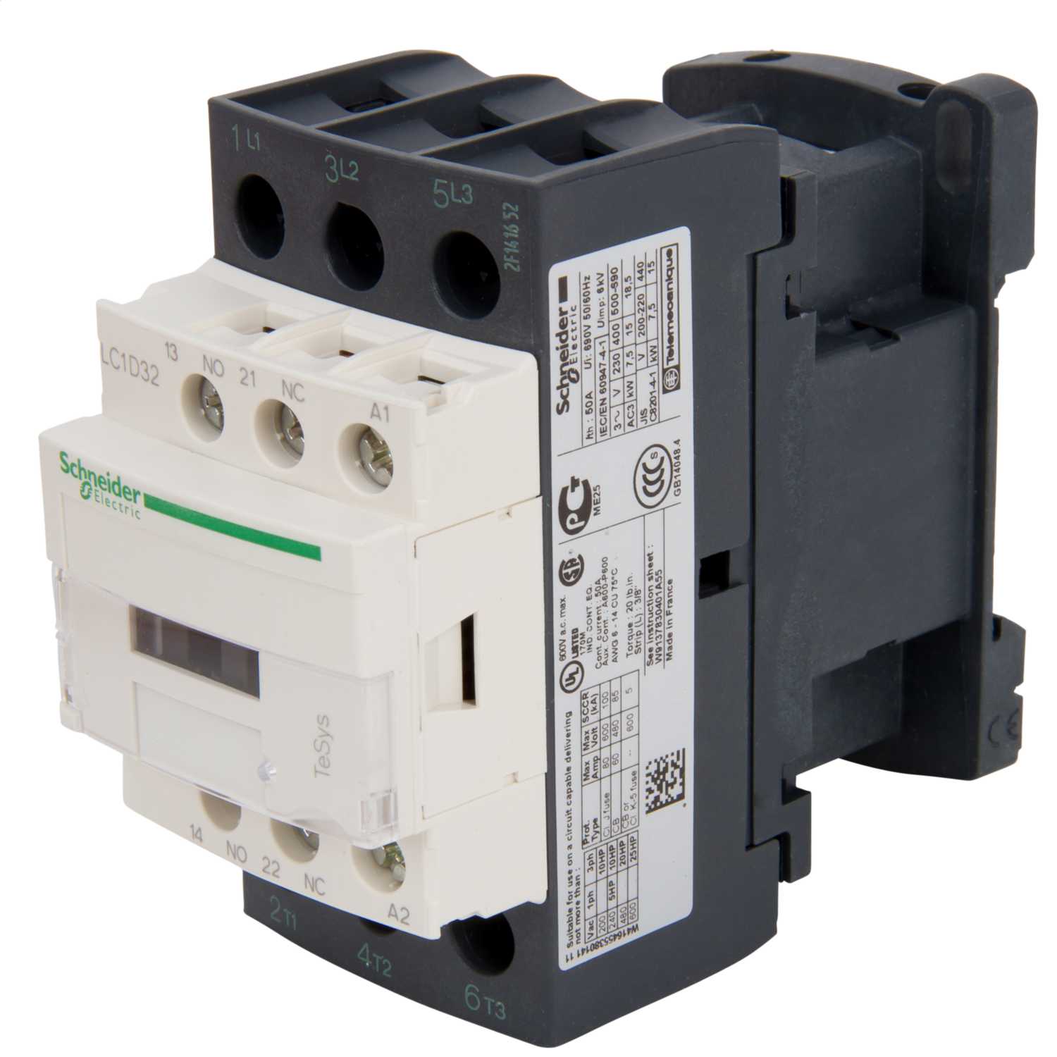 Schneider Telemecanique TeSys D 32A Contactor 3 Pole 3 NO Contacts 24V ...