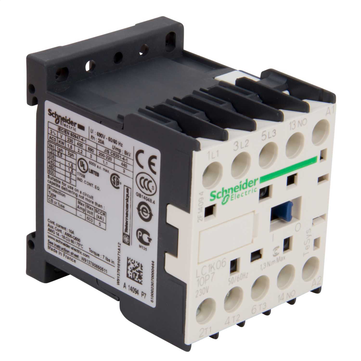 Schneider Telemecanique 6A Contactor 3 Pole 3 NO Contacts 230V AC Coil ...