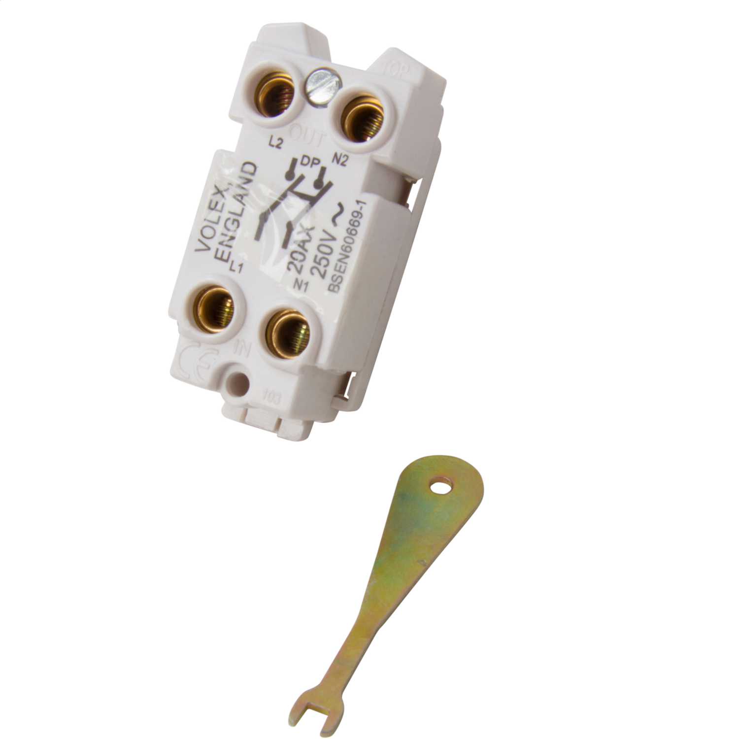 Volex 20A Double Pole Grid Key Switch marked Emergency Light Test ...