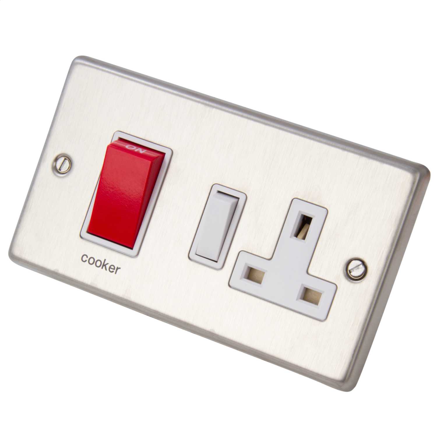 Volex 45A Cooker Control Unit White Insert Brushed Stainless Steel ...