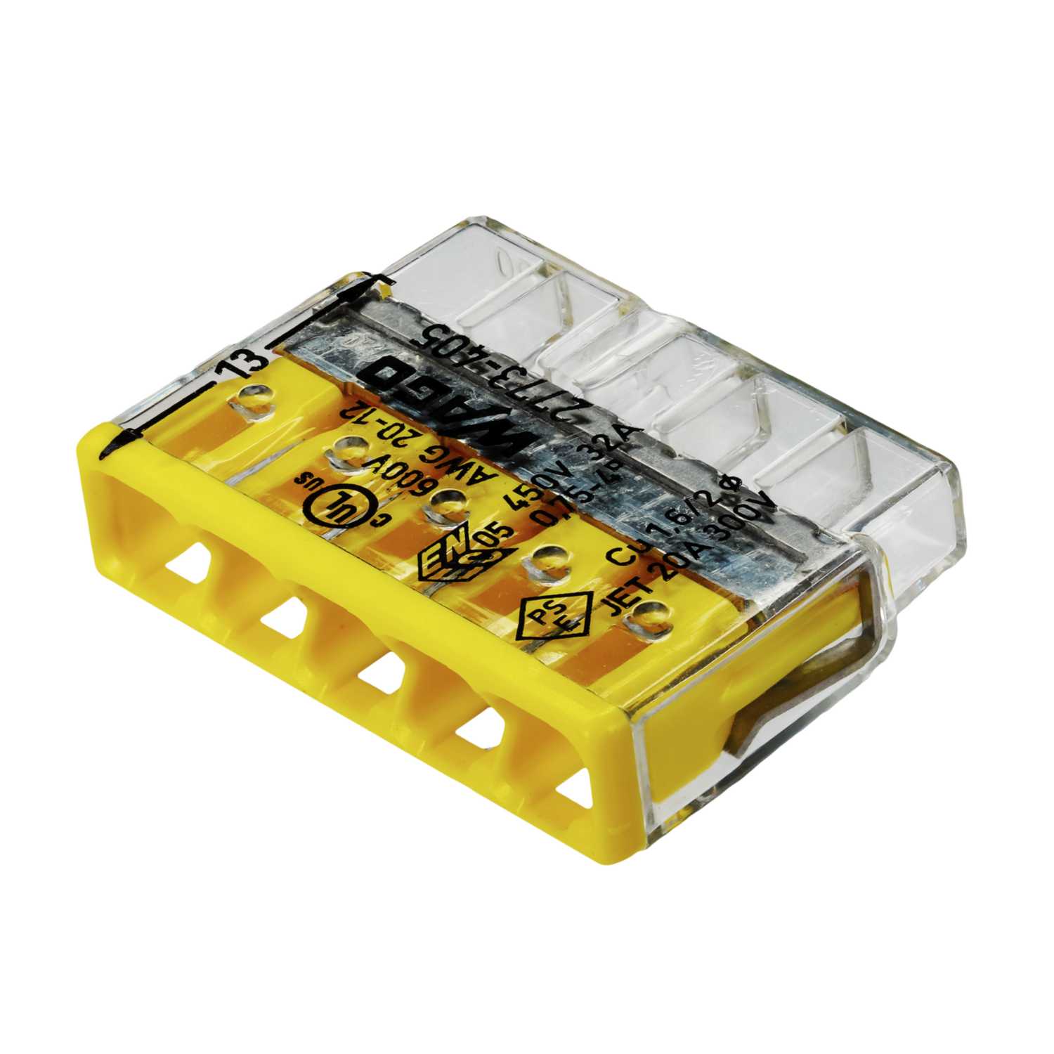 Wago Compact Connector 5 Way Terminal Block Yellow (Pack of 60) (2773 ...