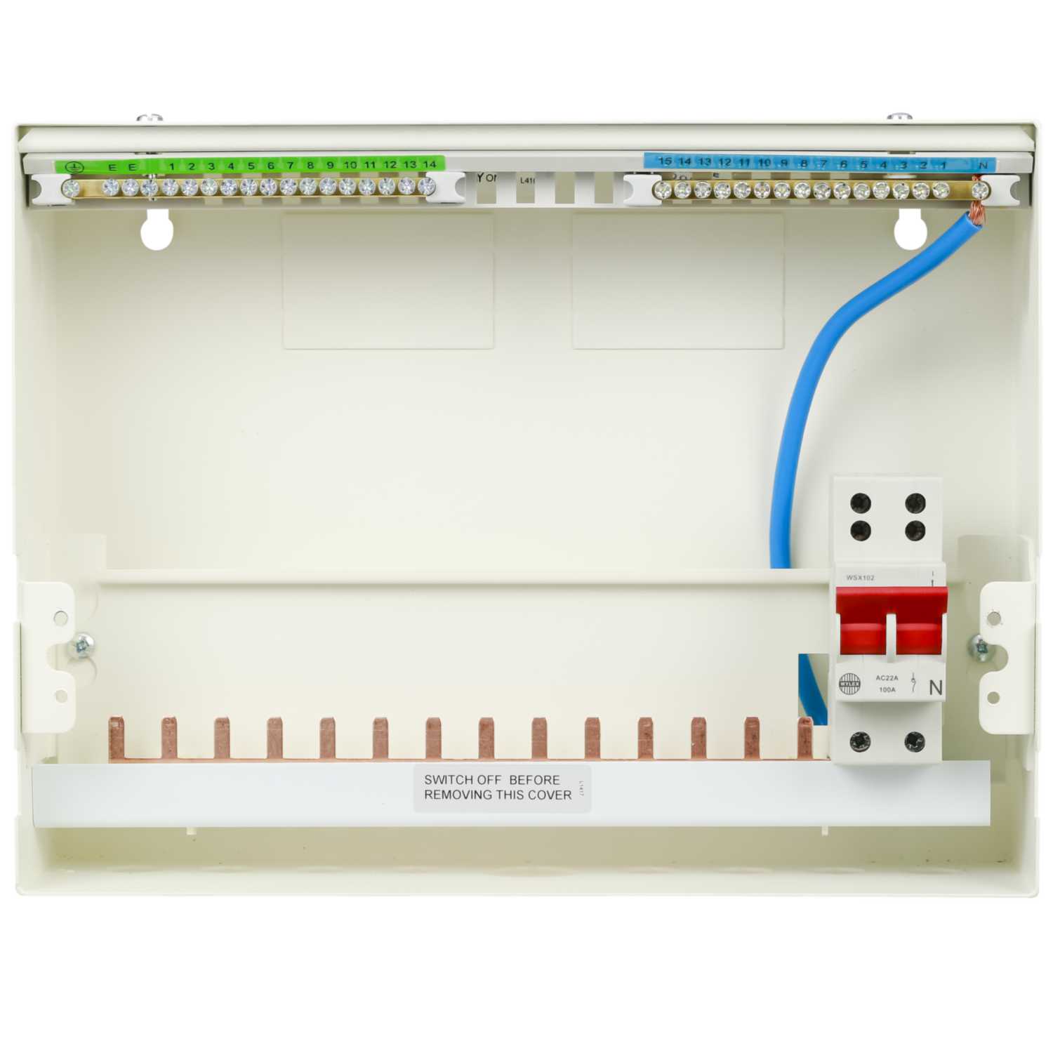Wylex 14 Way 100A Isolator Incomer Metal Clad Consumer Unit (NM1406L) | CEF