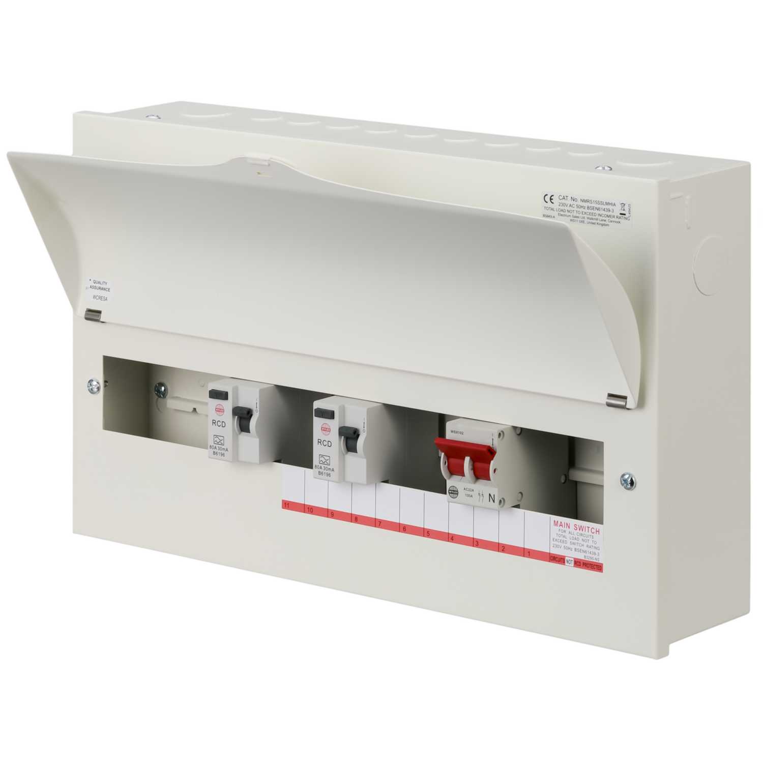 Wylex 15 Way Flexible Dual 80A Type A RCD High Integrity Metal Clad ...